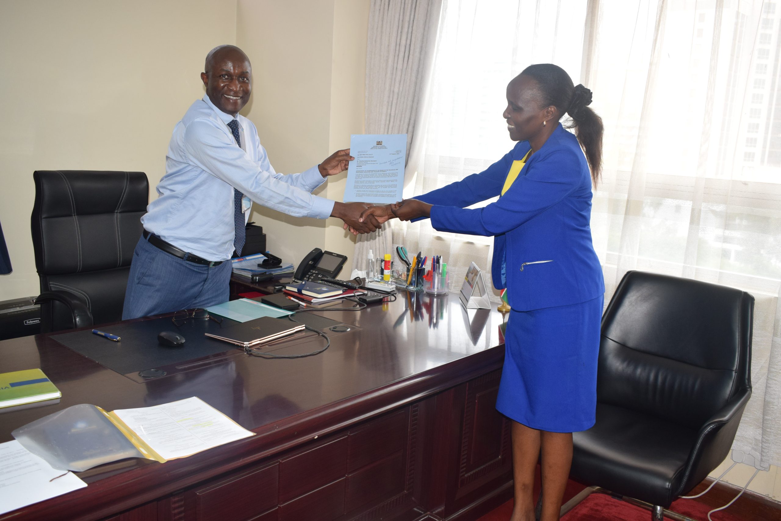TVETA DG hands over appointment letter to new TVETA Chairperson - TVET ...